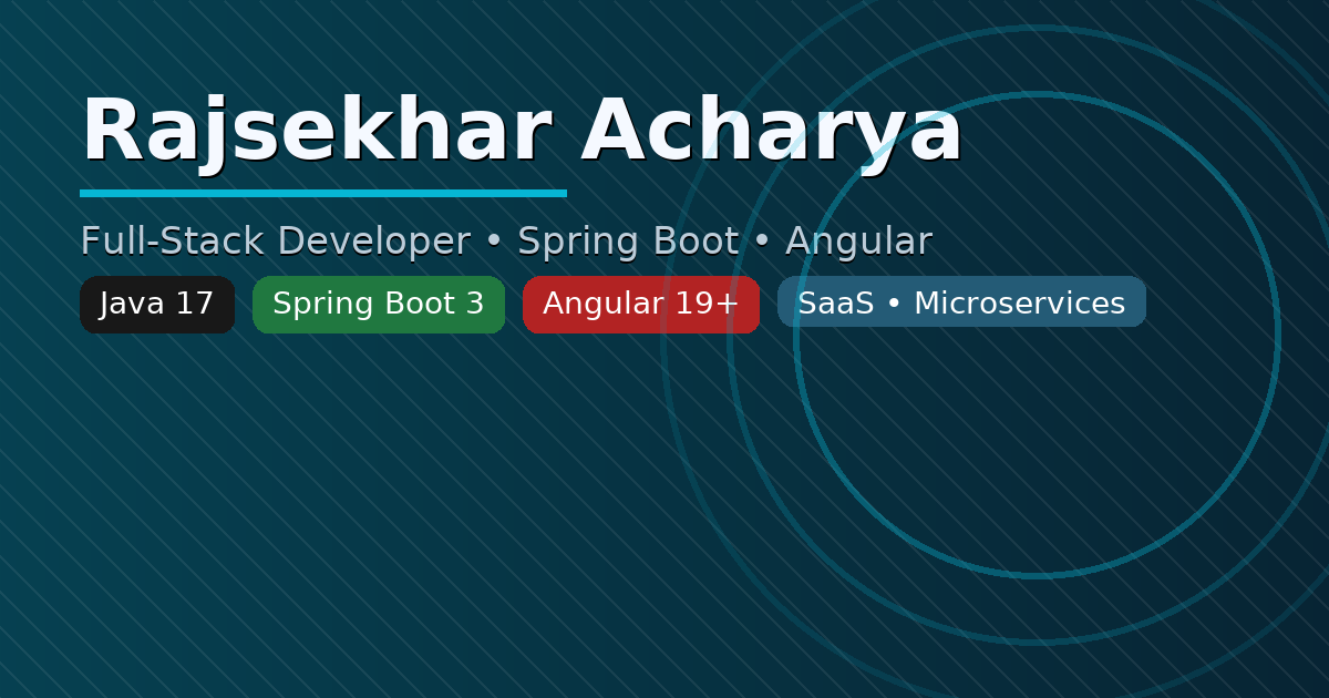 Rajsekhar Acharya – Full‑Stack Developer (Spring Boot & Angular)